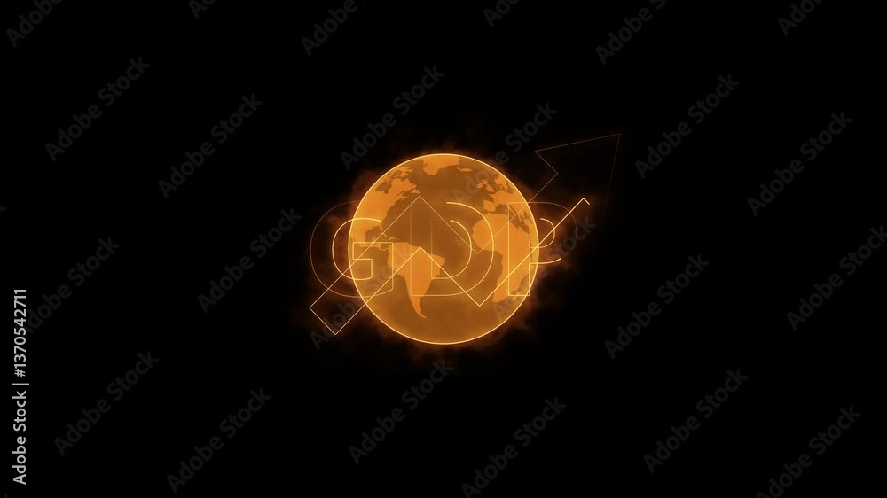 Businessman showing animation of GDP sign with up arrow graph and chart ...