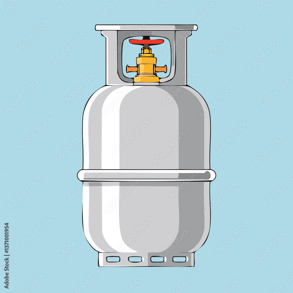 Poster A cartoon propane tank, with valve and handwheel, set against a ...