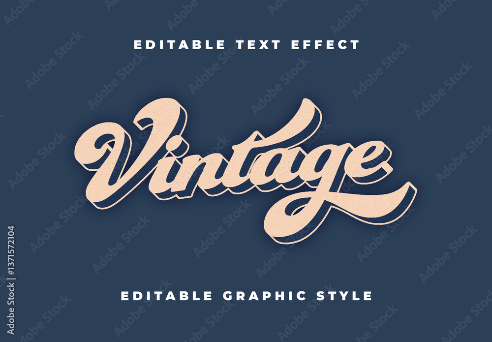 Beige And Blue Retro 3D cursive Font Shadowed Vintage Look Text Effect ...