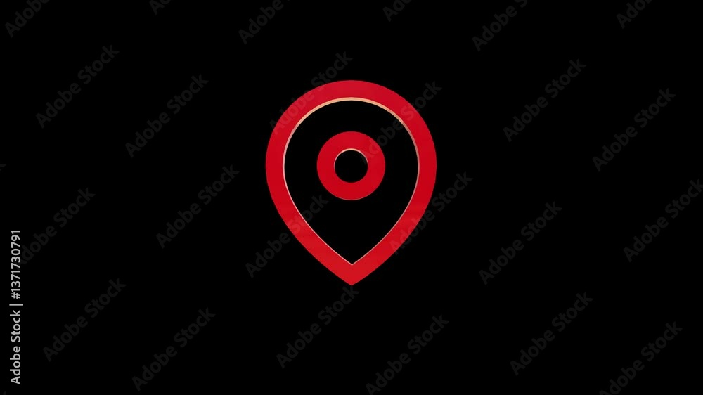 red map location pin bouncing on chroma key background, location icon ...