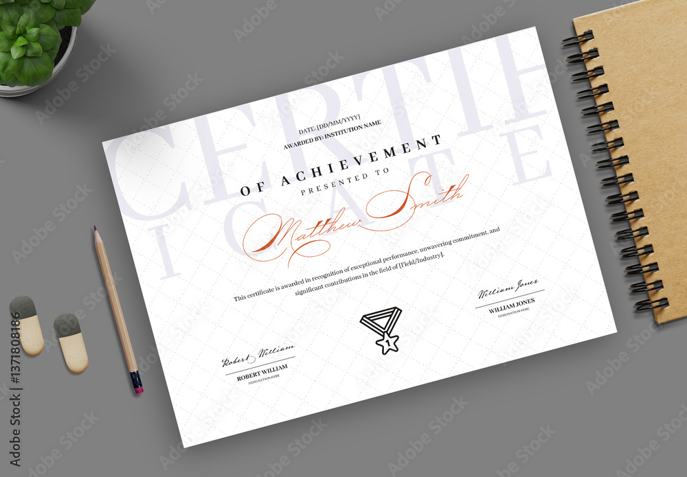 Minimalist Certificate Design Template Stock Template | Adobe Stock