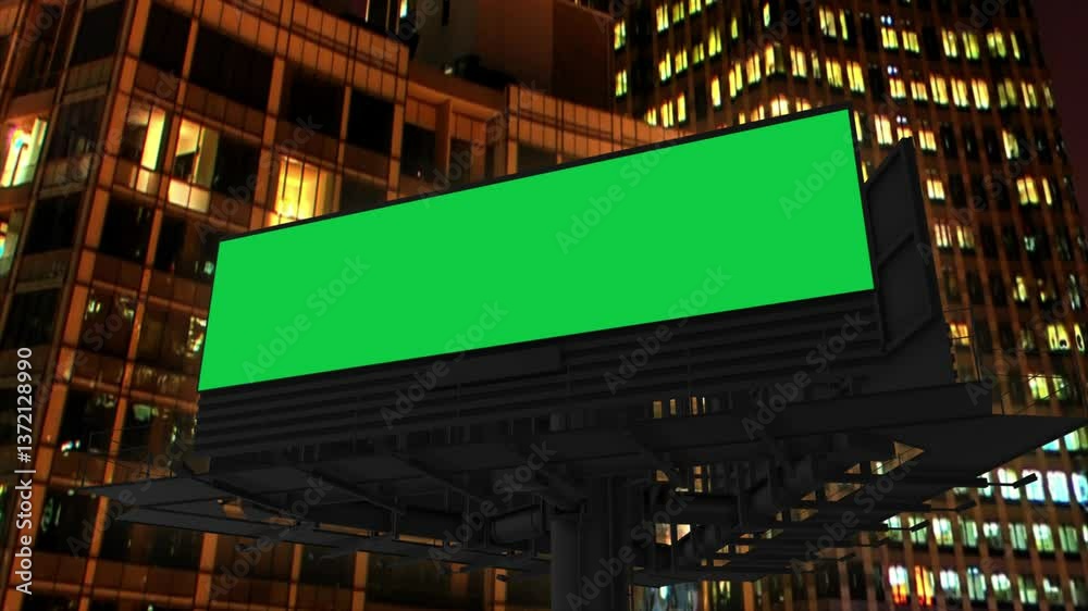 Advertising horizontal billboard with green screen on roadside ...