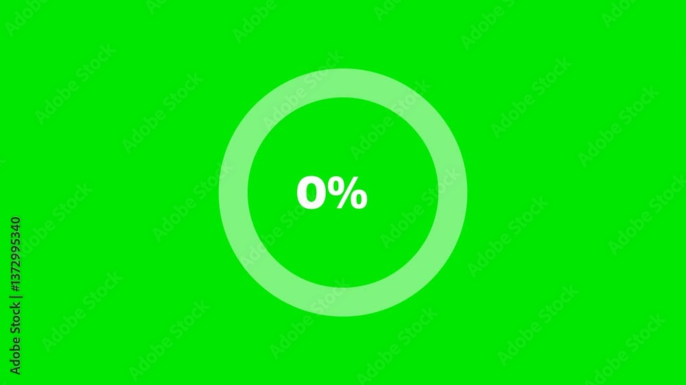 Progress loading bar circle animation 0-100 percent on green screen ...