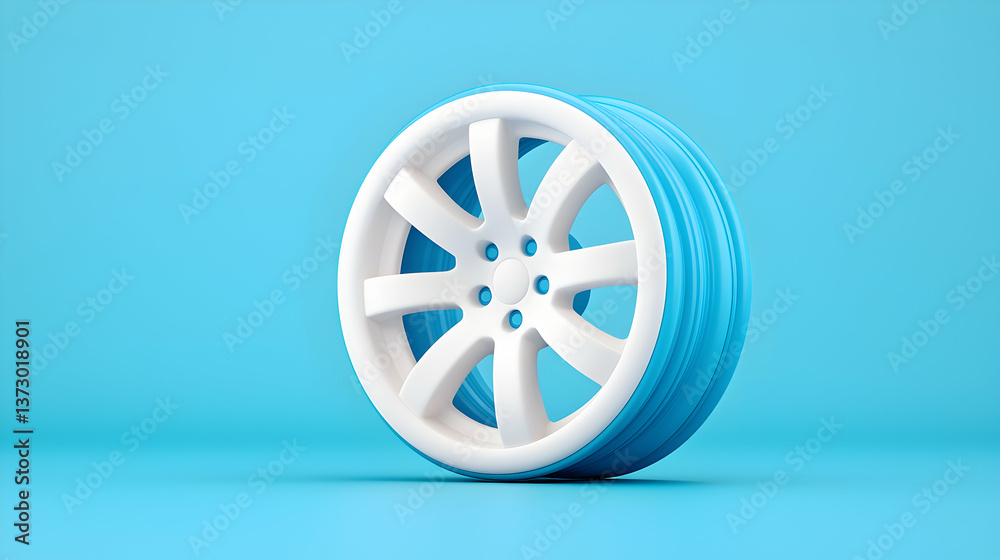 White and Blue Car Wheel 3D Render Stock Photo | Adobe Stock