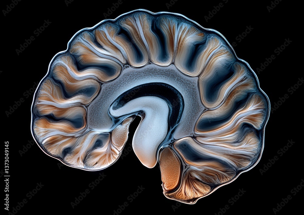 Fototapeta An intricate cross-sectional CT scan of the human brain ...