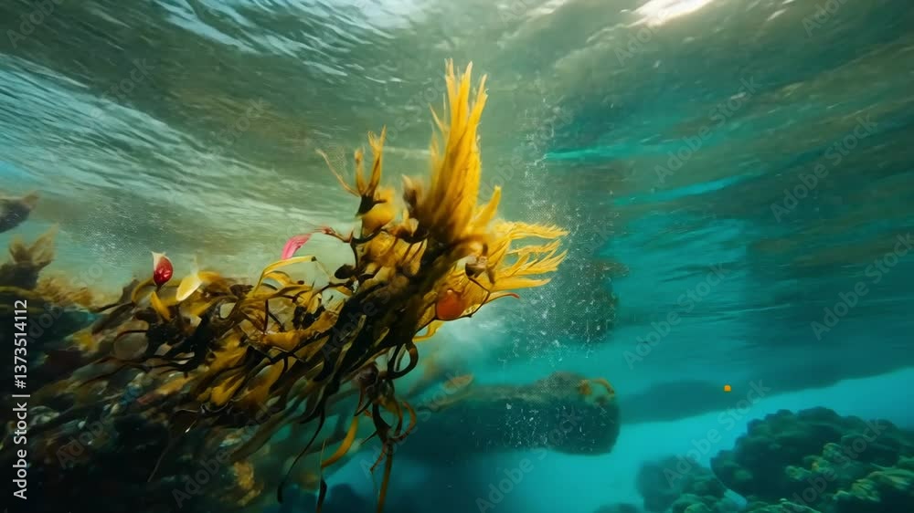 Underwater Scene of Seaweed and Marine Life Impact of Microplastic ...