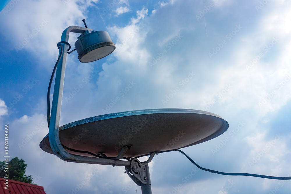 Poster mini parabolic antenna for subscription digital TV broadcasts ...