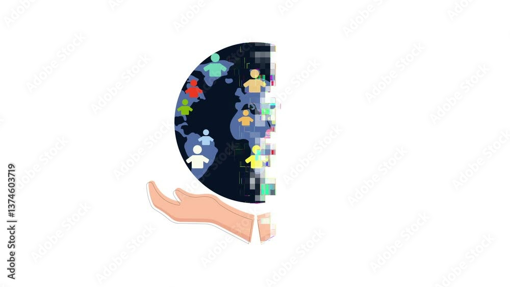 Stockvideon world population day symbol reveal digital animation, over ...