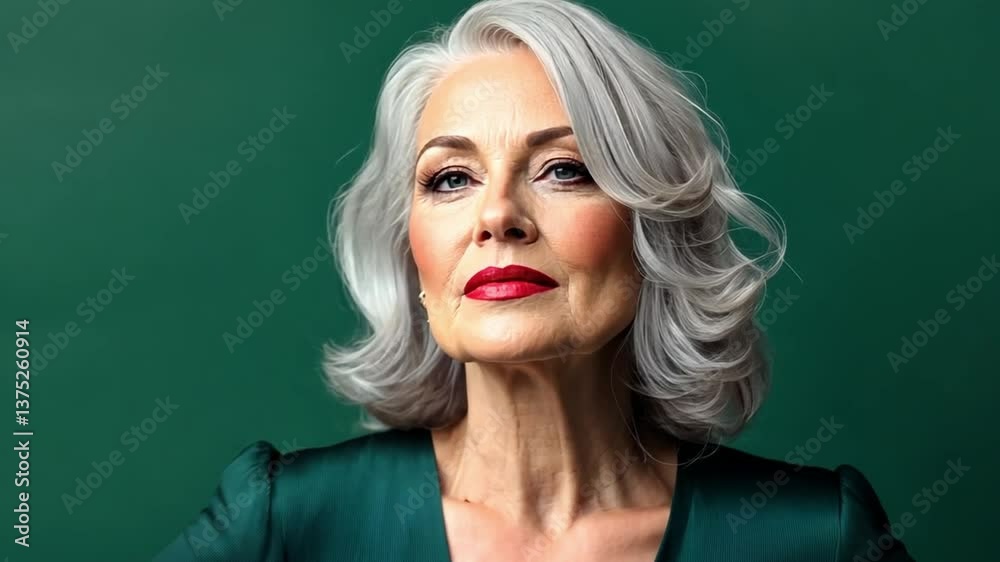 Elegant Senior Woman with Silver Hair: An elegant senior woman with ...