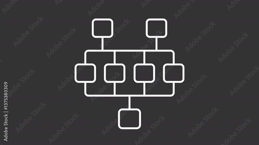EPC diagram white line animation. Decision tree animated icon. Chart ...