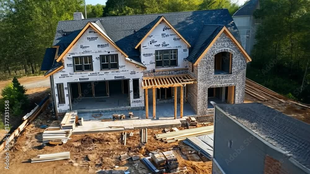 Construction in Progress: A captivating, high-angle view of a ...