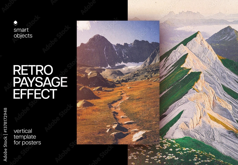Vintage Landscape Poster Template Mockup Stock Template | Adobe Stock