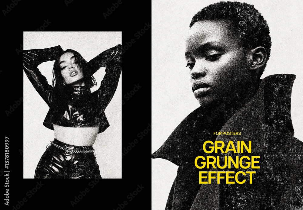 Grain Grunge Poster Photo Effect Mockup Stock Template | Adobe Stock