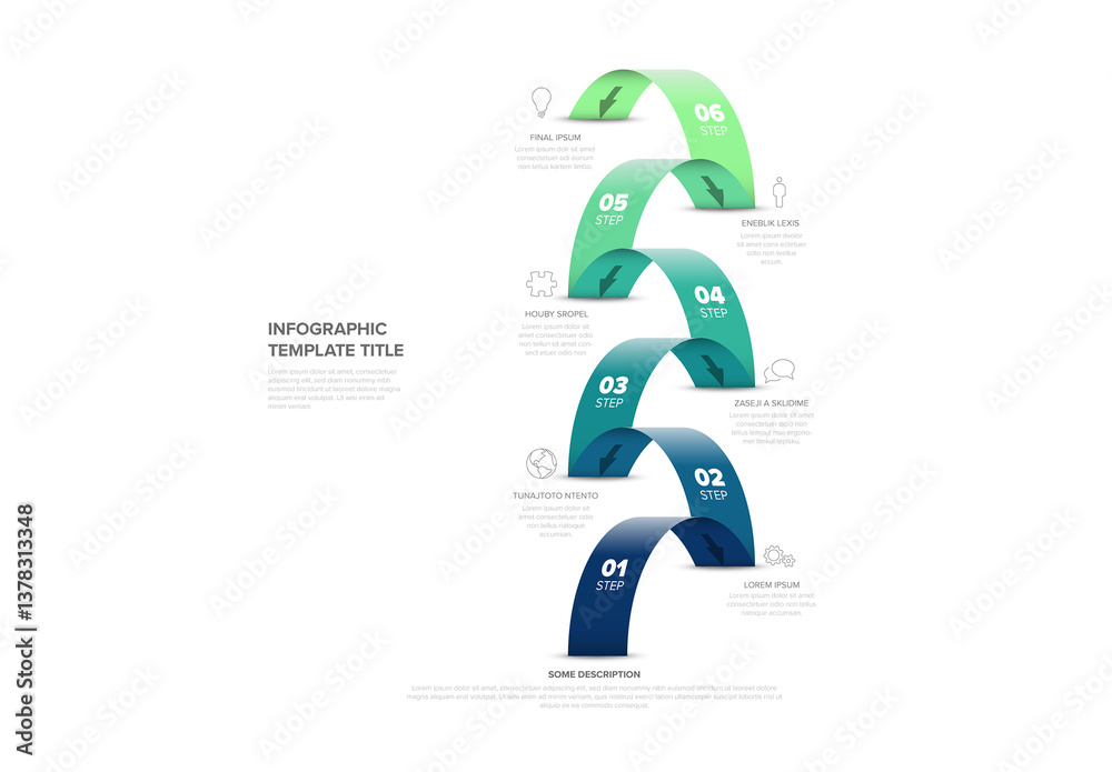 Six Step Gradient Infographic Template Design with six step process ...