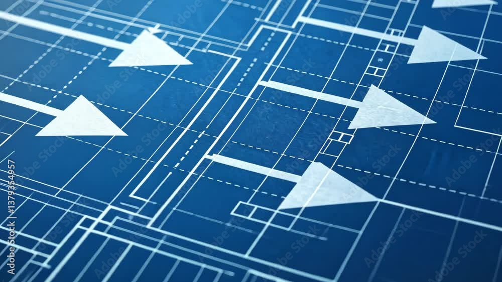 Blueprints and diagrams illustrate engineering process, showcasing ...