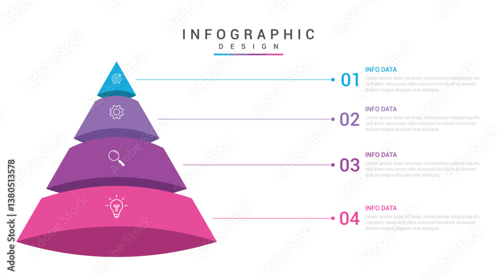 Poster infographic 4 point stage template with 3d funnel pyramid reverse shape with lin – Wall ...