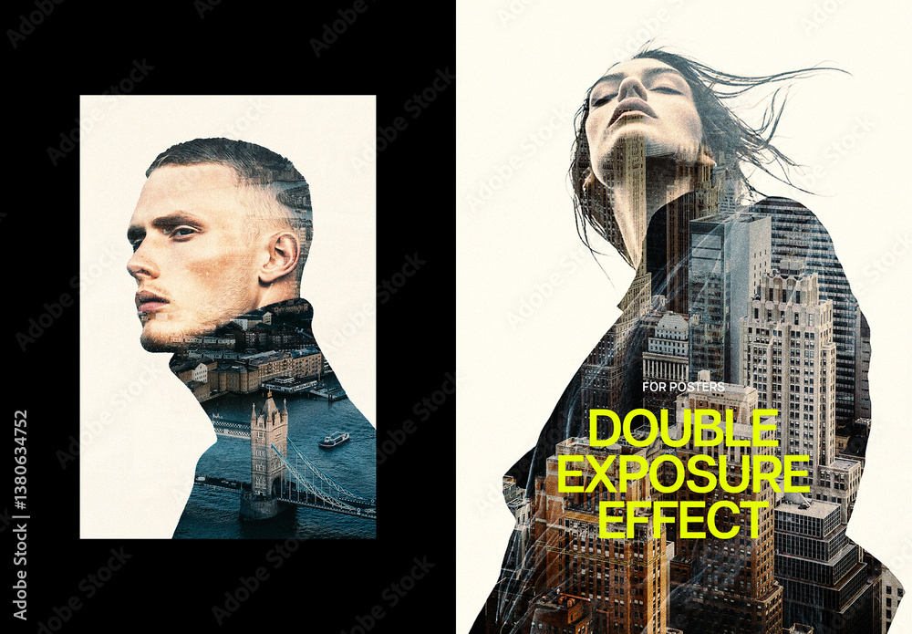 Double Exposure Poster Template Effect Mockup Stock Template | Adobe Stock