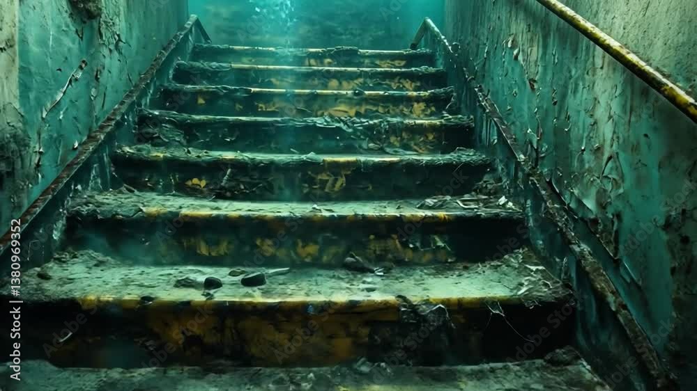 Sunken Stairwell: A haunting descent down a crumbling, waterlogged ...