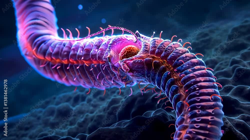 Microscopic image of nematode worm anatomy, showcasing microscopic ...