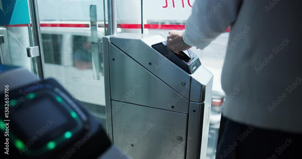 Hands, passenger and smartphone payment for public transport, easy tap ...