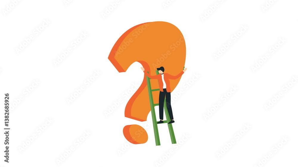 2d animation character young man client Answering a question, question ...