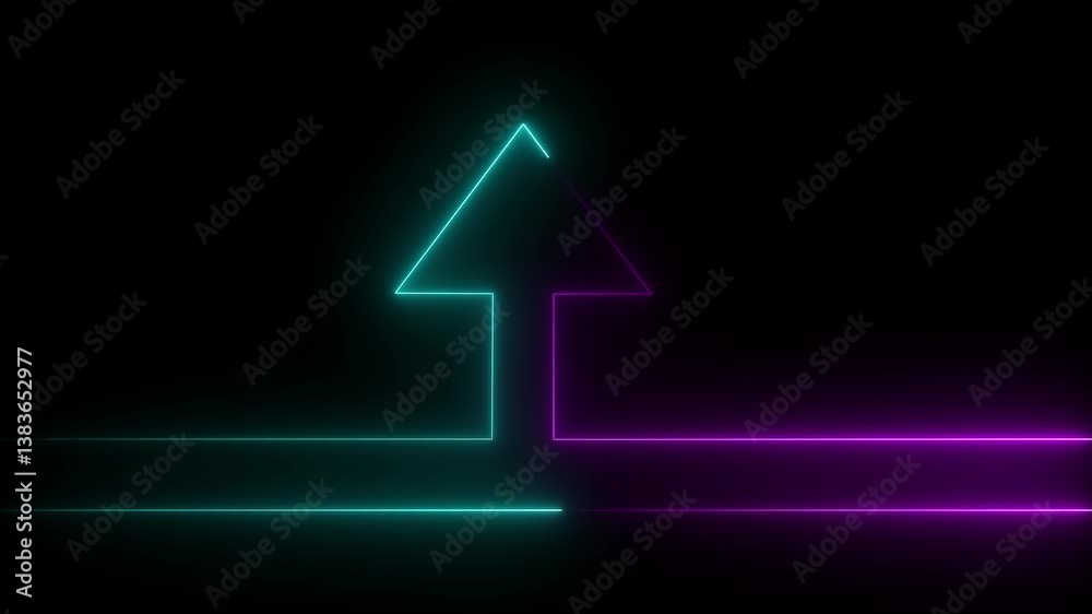 Up arrow line continuous drawing art banner background design Neon line ...