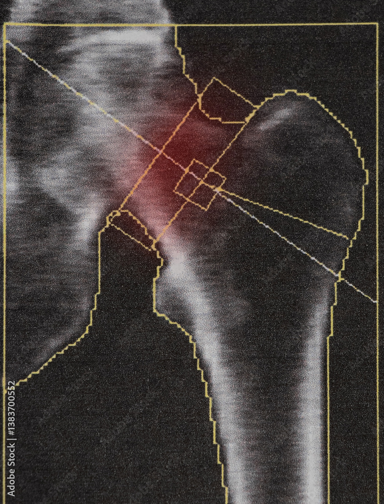 Poster Bone density diagnostics of the femur of an elderly woman with ...