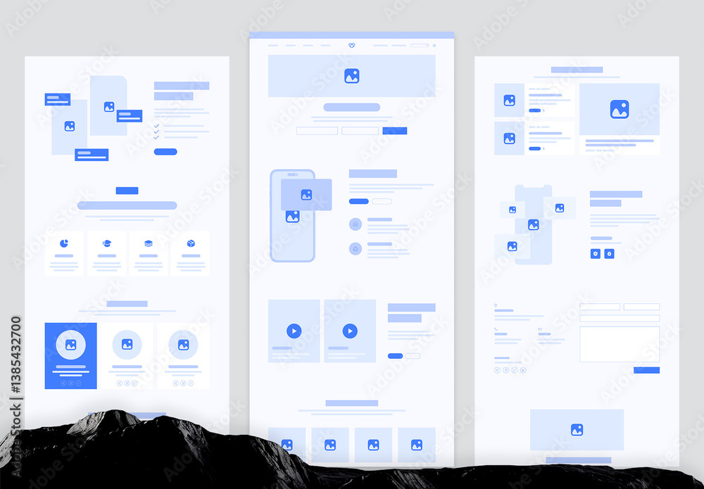 Flowchart Website Wireframe Layout Stock Template | Adobe Stock