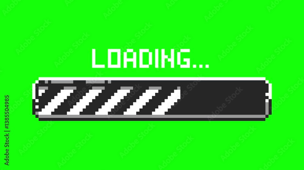 Pixel art loading animation, retro game start, 8-bit download bar ...