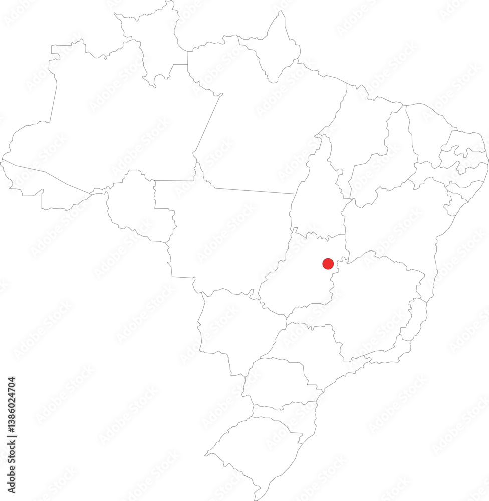 Poster Outline Capital Mark of Brazil on its Map – Wall Art | UkPosters
