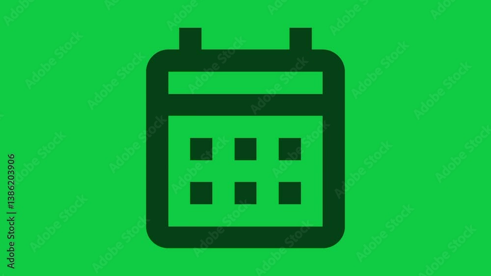 Calendar Icon Animation, 4K Date and Schedule Symbol Motion Graphic on ...