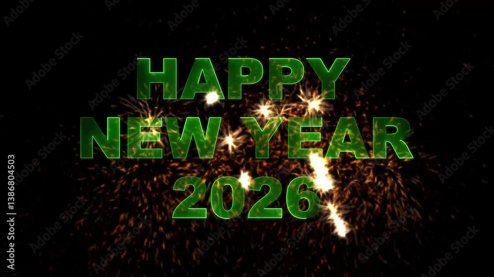 Glowing neon New Year 2027 animation. 2026 number neon text black ...