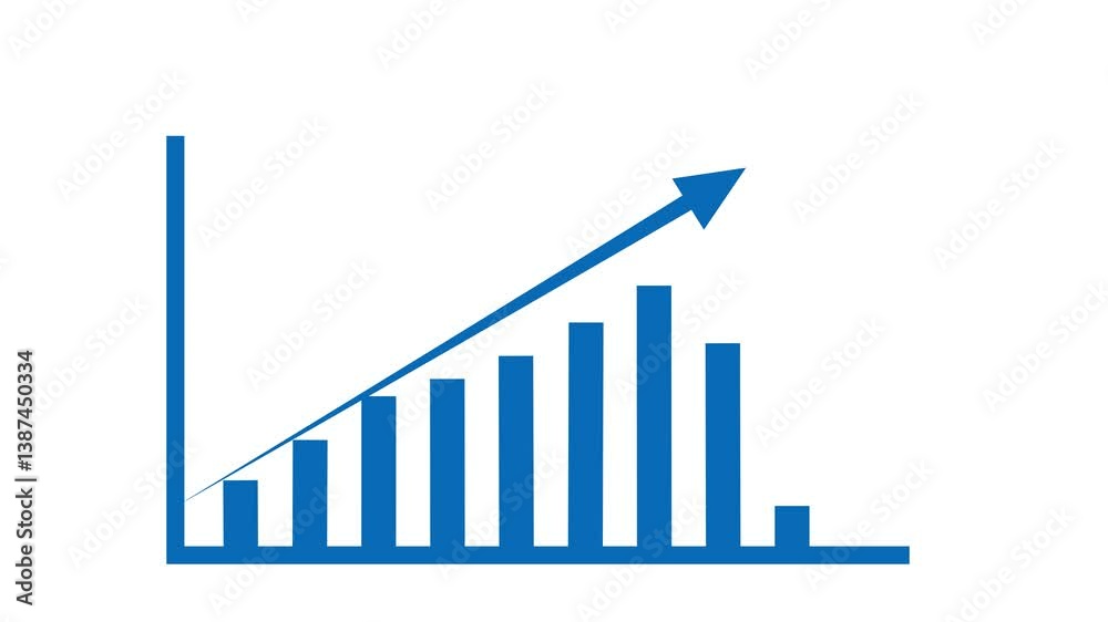 Infographic growth bw 2D object animation. Increase sales in business ...