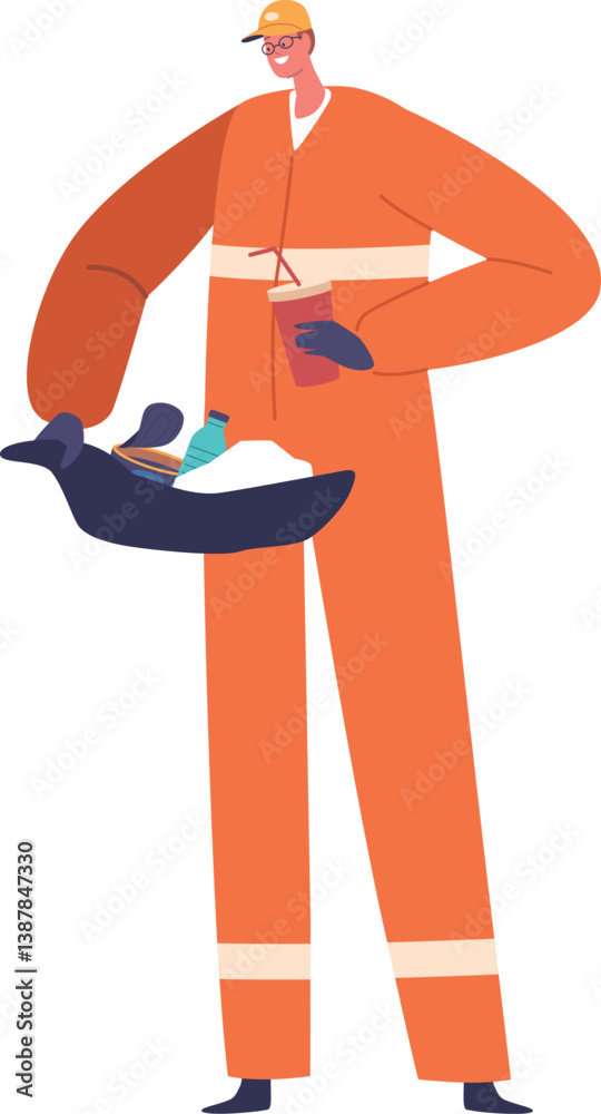 Poster Worker disposing waste materials vector illustration – Wall Art ...