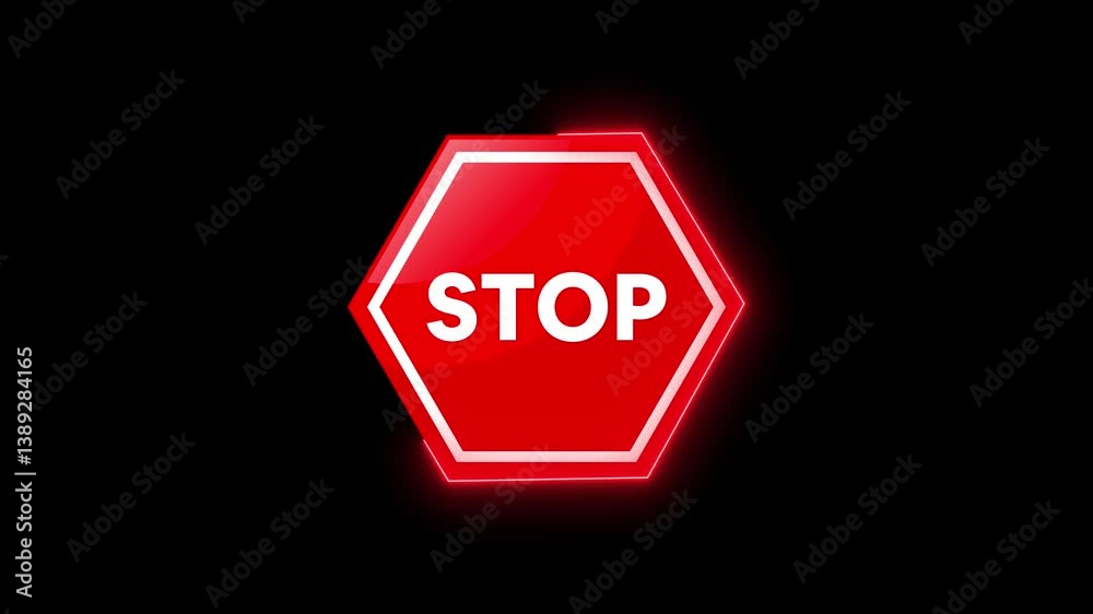 Warning, stop or alert neon sign animation 4k video. Danger, no entry ...