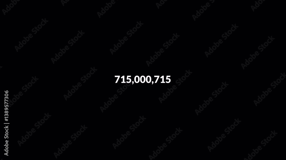 Number counter animation from 0 to 1,000,000,000 on a transparent ...