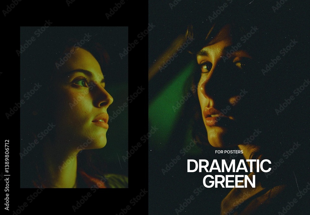 Dramatic Green Tint Poster Effect Mockup With Generative AI Stock ...
