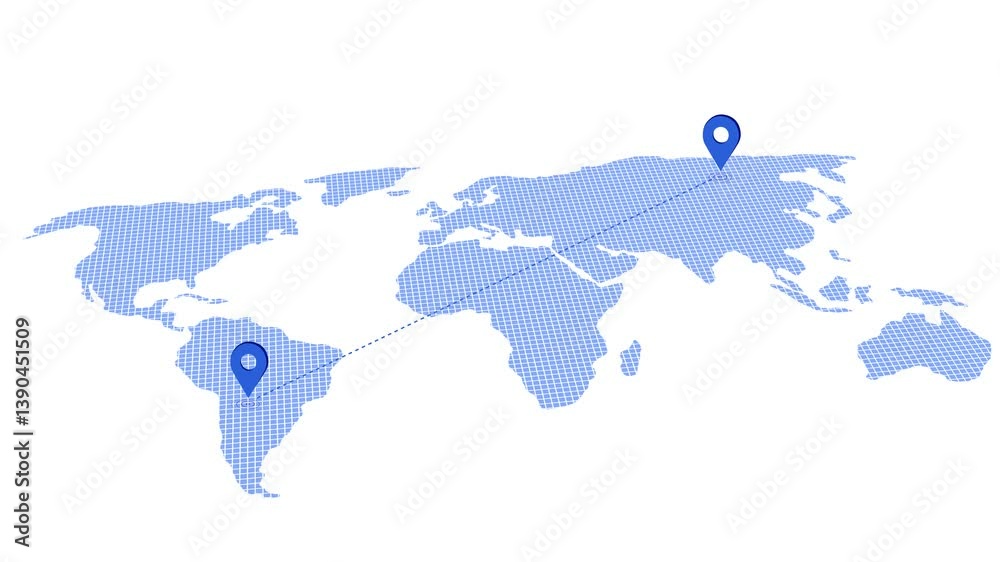 Airplane line path animation on global maps, Travel on airplane ...