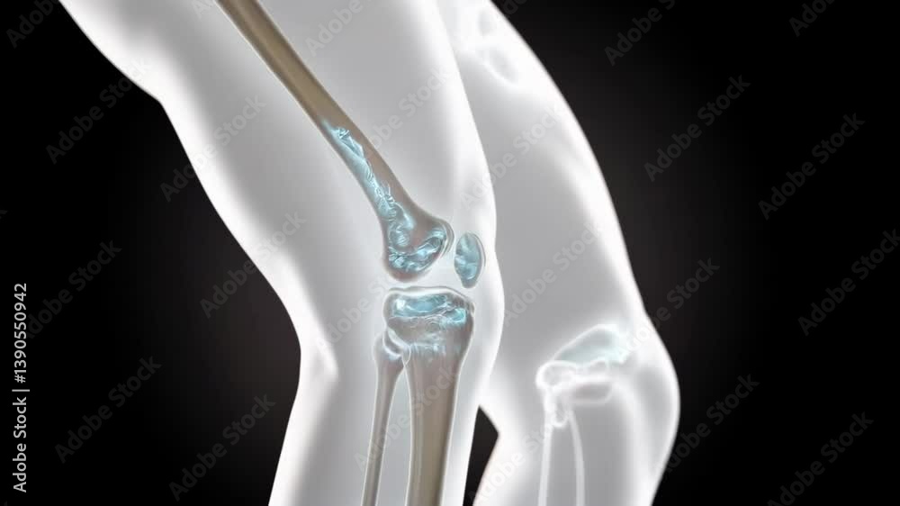 Detailed Anatomy Visualization of a Human Knee Joint Highlighting Signs ...
