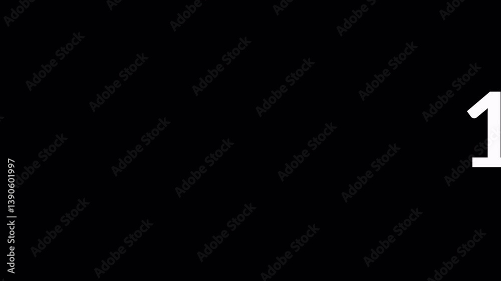 Five second countdown animation from 5 seconds to 0 seconds on a ...