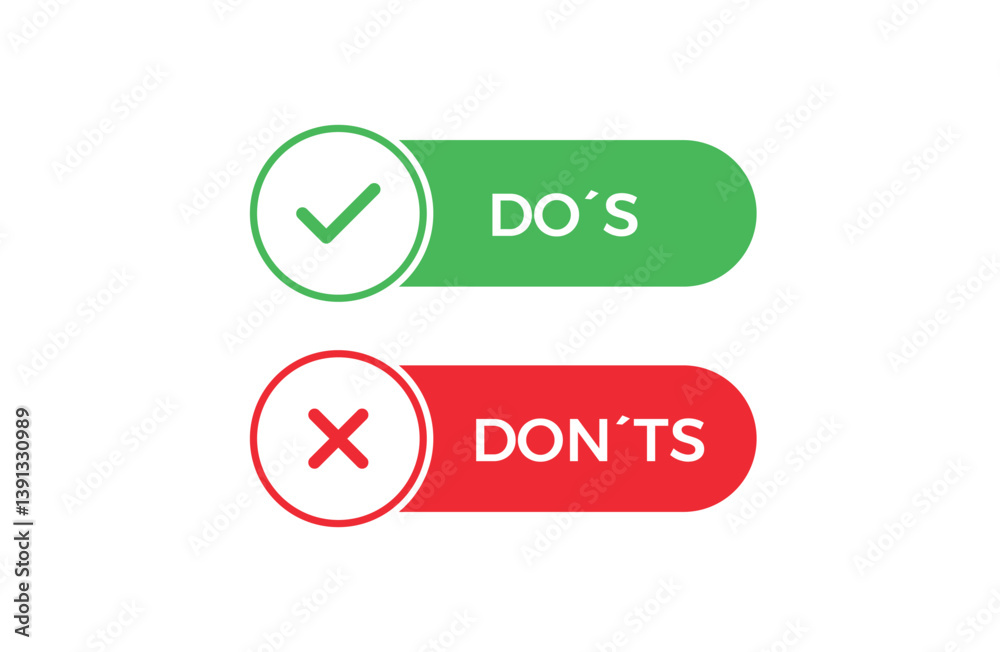 Poster Dos and Don'ts Flat Vector Illustration – Rules, Tips, Warnings ...