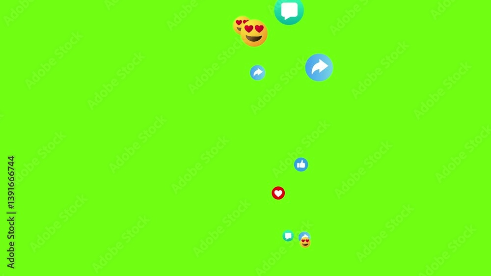 Social media Emoji Like button, Love, react emotion icon animation on ...