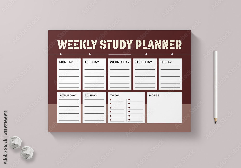Weekly Study Planner Minimalist and Productive Design Template Stock ...