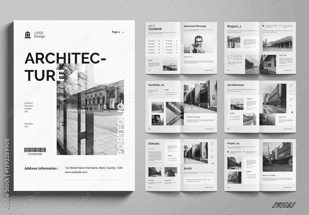 Architecture Portfolio Layout Template Stock Template | Adobe Stock