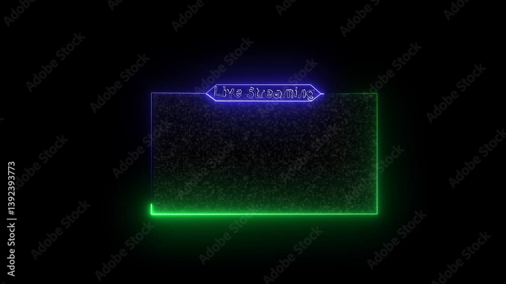 live streaming neon text frame animation box frame neon frame live ...