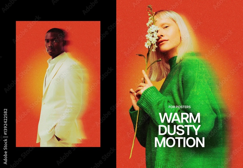 Warm Dusty Motion Poster Effect Mockup Stock Template | Adobe Stock