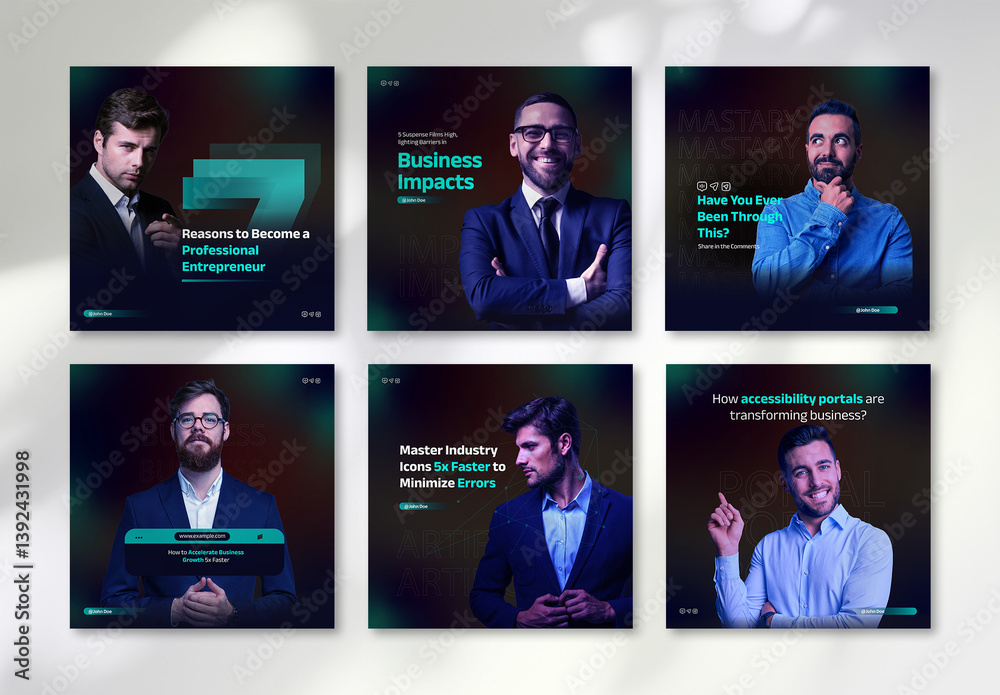 Business Entrepreneur Social Media Post Layout Stock Template | Adobe Stock