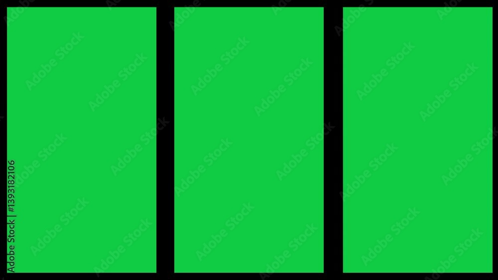3 Panel Green Screen Video Template, Editable Split Screen Animation ...