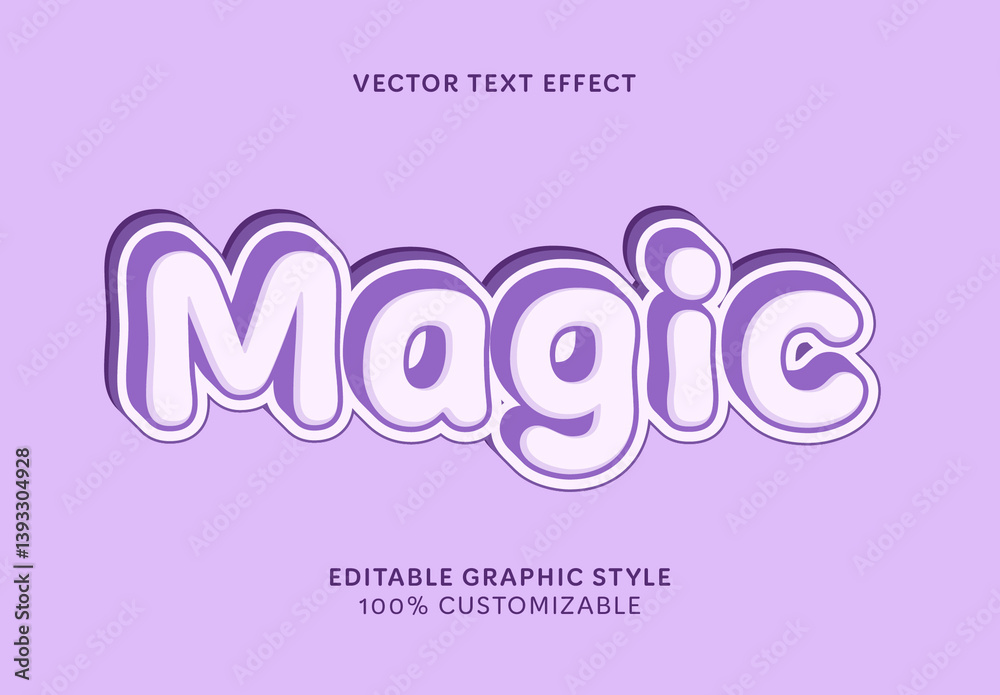 Purple And White Rounded Soft Bubble Font Text Effect Stock Template | Adobe Stock