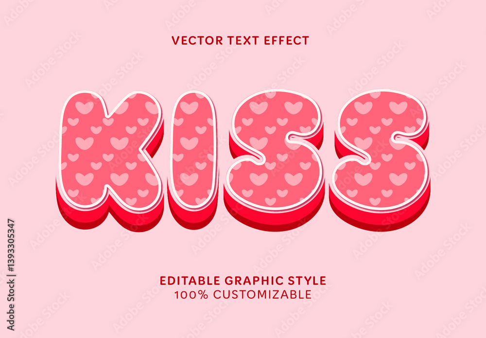 Pink Heart Pattern Font Bubble Puffy Cute Text Effect Stock Template ...